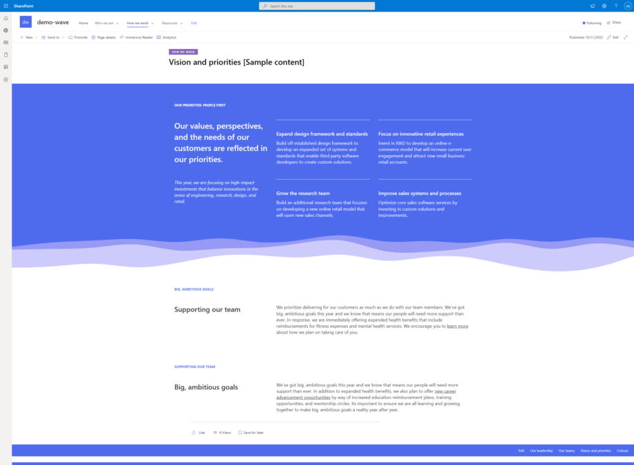 Add style to your SharePoint Online pages (Waves) - COLLAB2G
